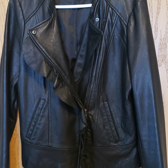 Tahari | Jackets & Coats | Tahari Ruffle Moto Jacket Butter Soft ...